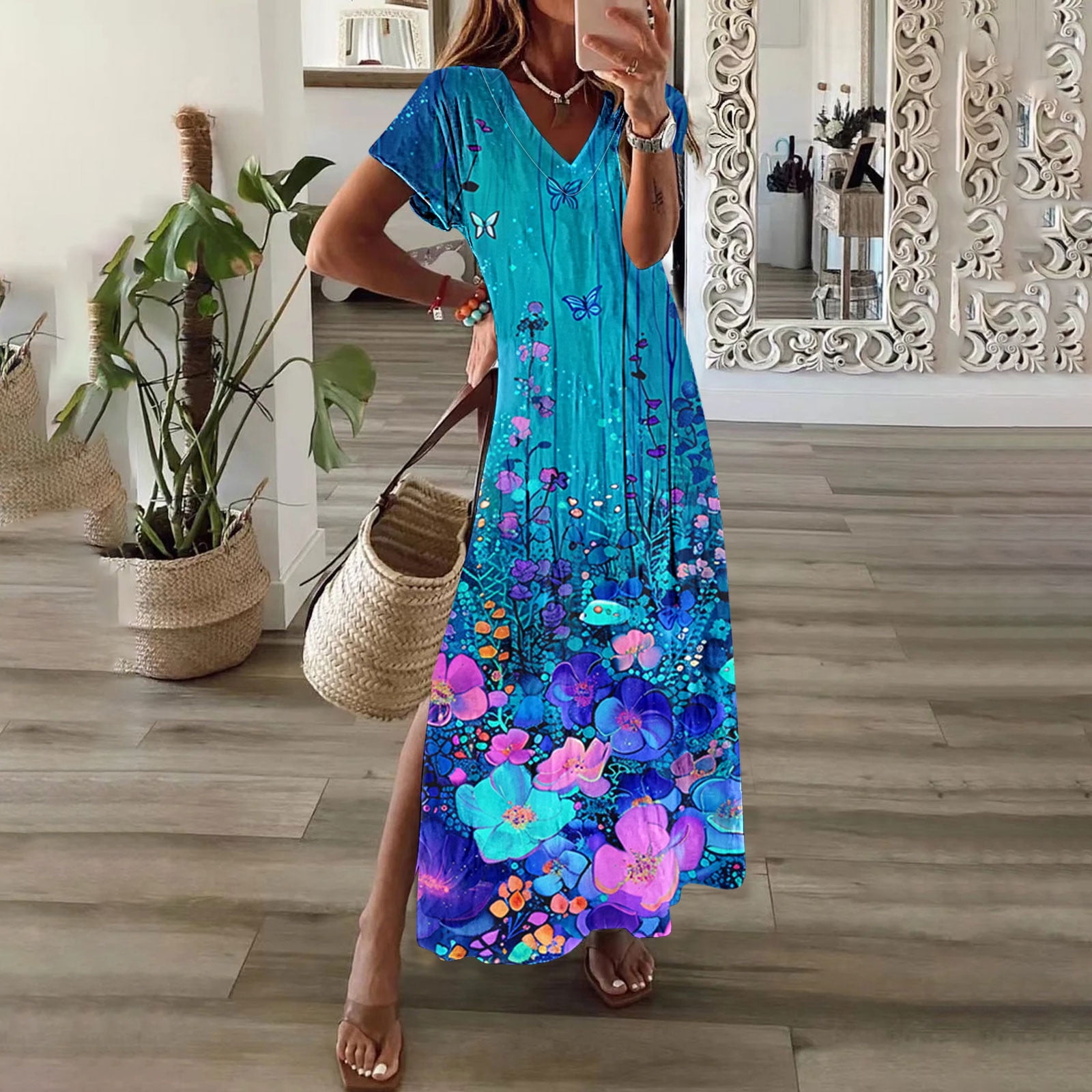 Summer Savings Wuchoa Summer Spring Boho Maxi Dresses for Girl ...