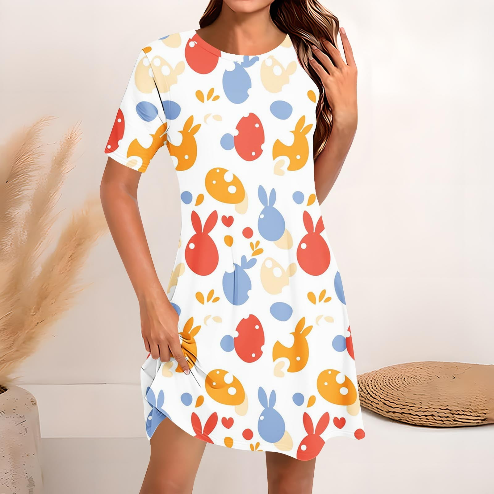 Summer Savings Wuchoa Womens Summer T Shirt Dress Aline Mini Sundresses ...