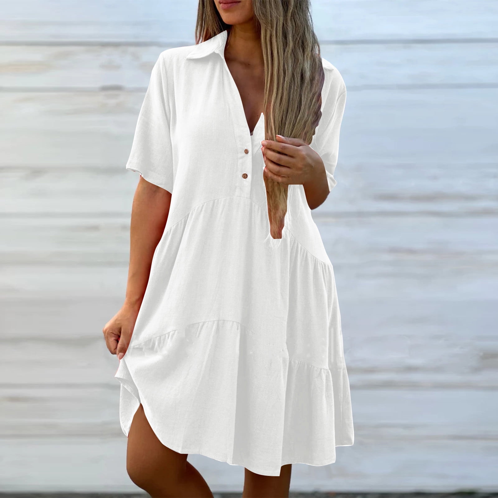 Summer Savings Xqxayjr Summer Flowy Tiered Short Tunic Sun Dress for ...