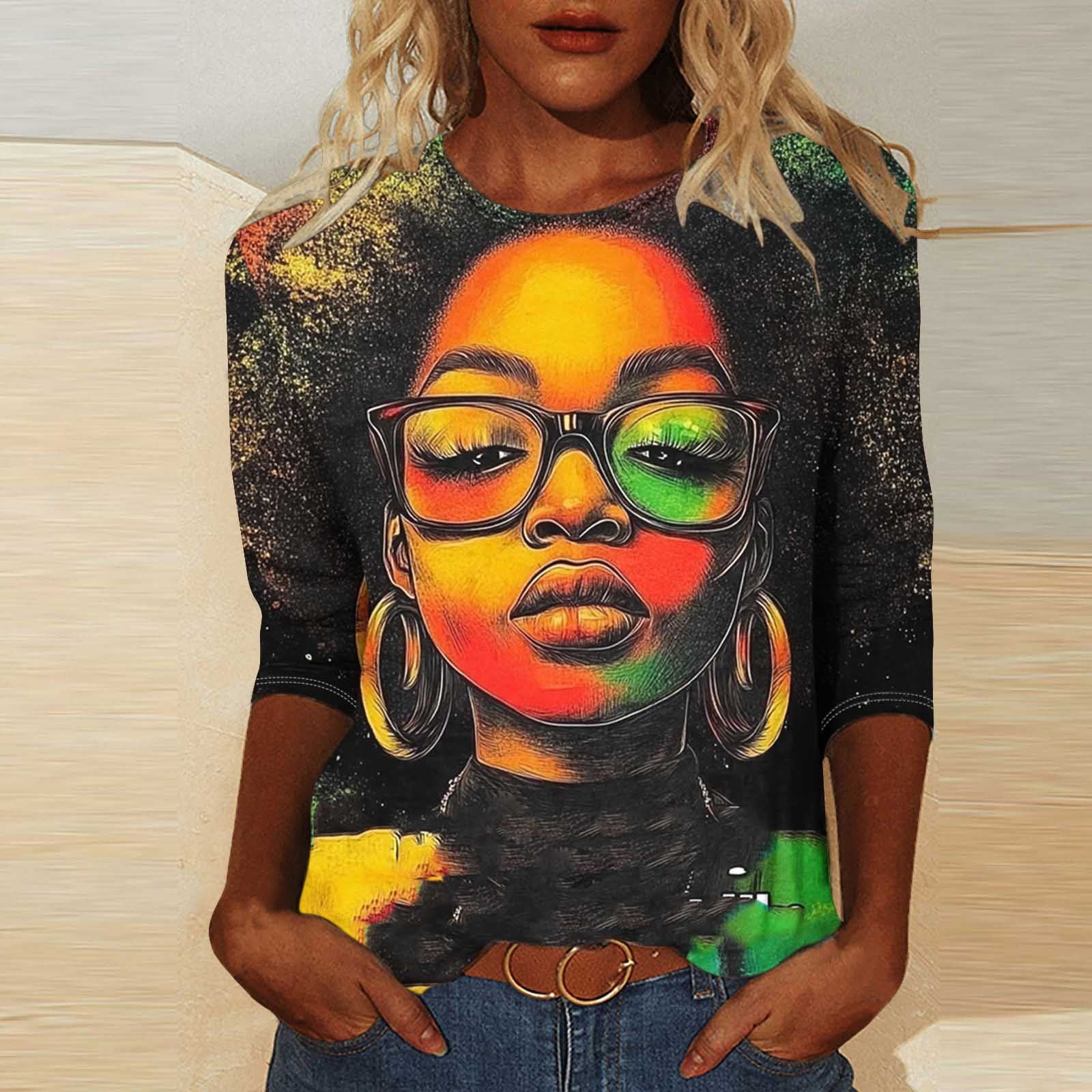 Summer Savings Yrmaups Women Fourth July Patriotic 3/4 Sleeve Blouses ...