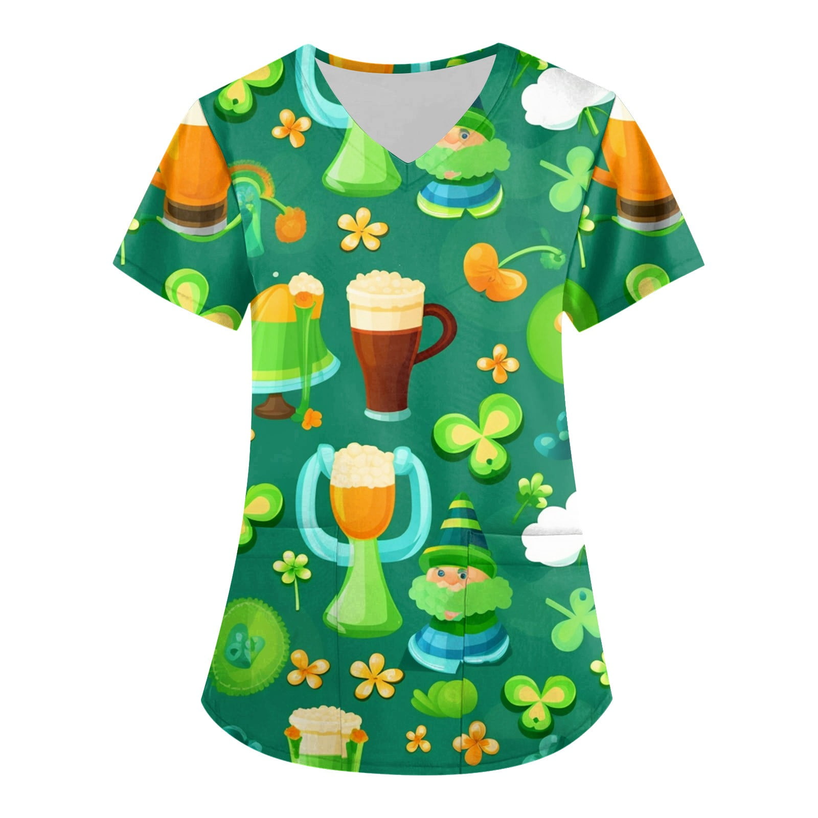 Summer Scrubs Top Women Saint Patrick Day Holiday Ydkzymd Uniform ...