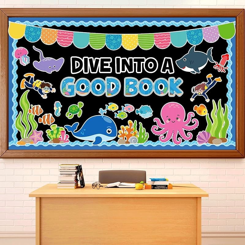 Summer Sea Animal Bulletin Board Decorations Dive into a Good Book ...
