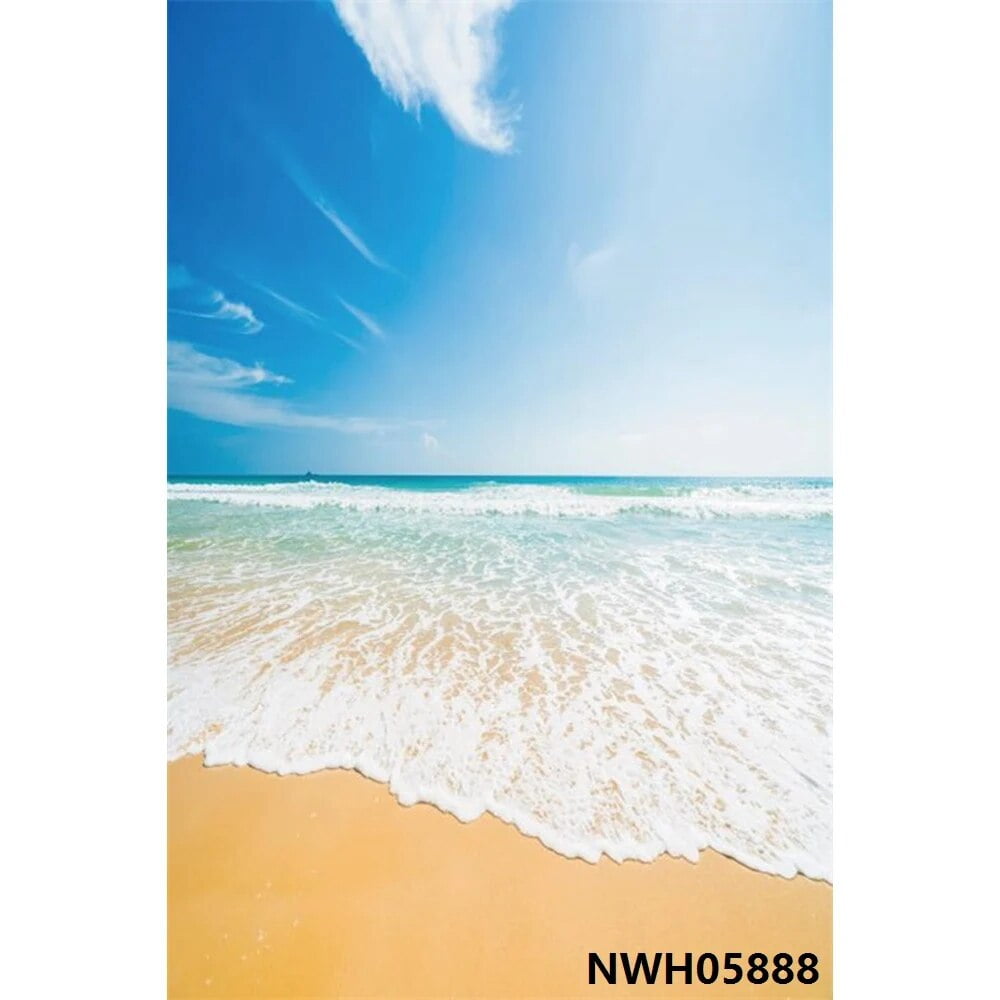 Summer Sea Backdrops Blue Sky White Clouds Beach Palms Trees Baby ...