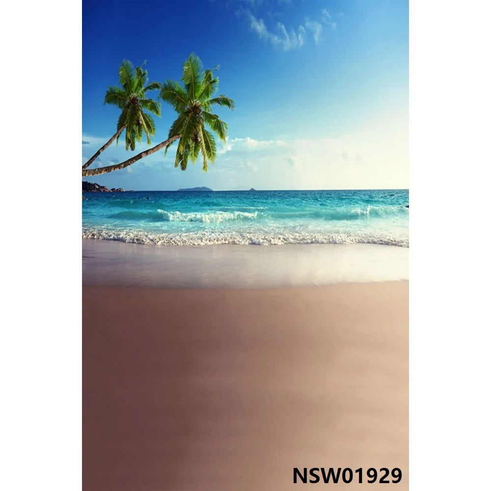 Summer Sea Backdrops Blue Sky White Clouds Beach Palms Trees Baby ...