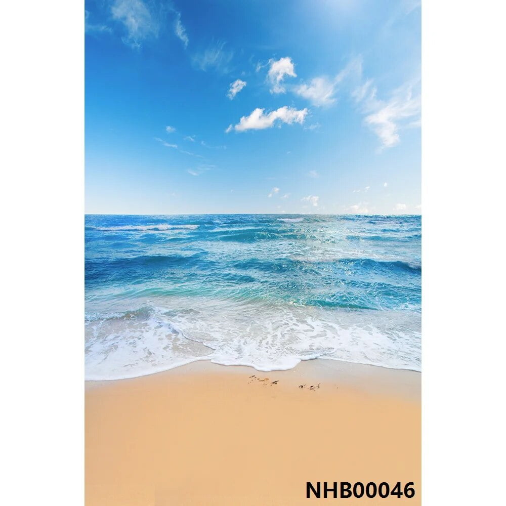 Summer Sea Backdrops Blue Sky White Clouds Beach Palms Trees Baby ...