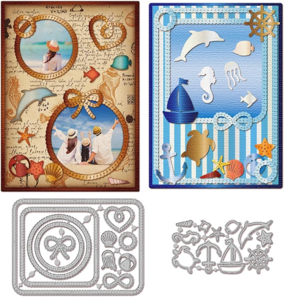 Summer Sea Background Photo Frame Cutting Dies Rope Wreath Cut Dies ...