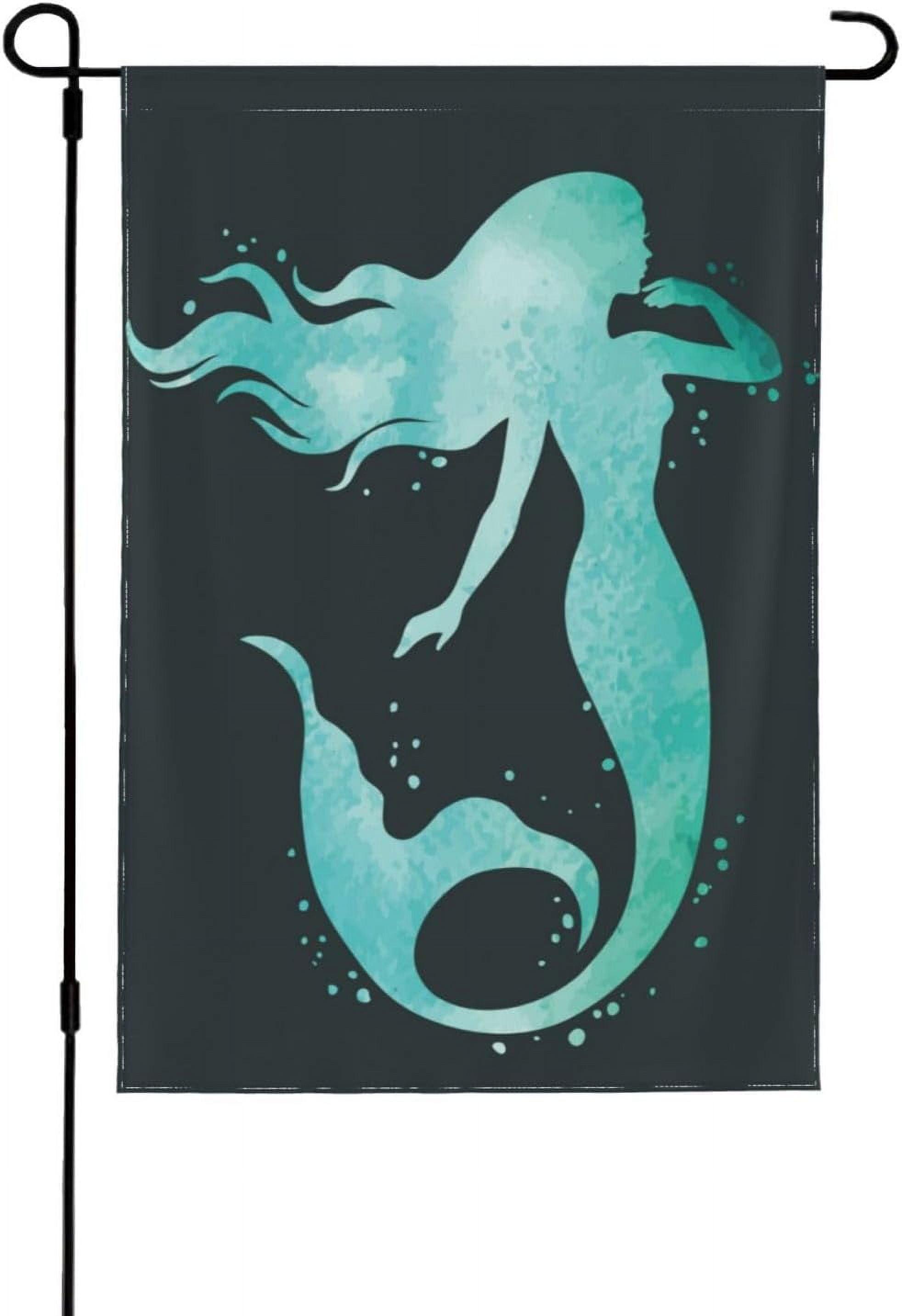 Summer Sea Fish Garden Flag 12x18 Inch Green Mermaid Underwater Marine ...