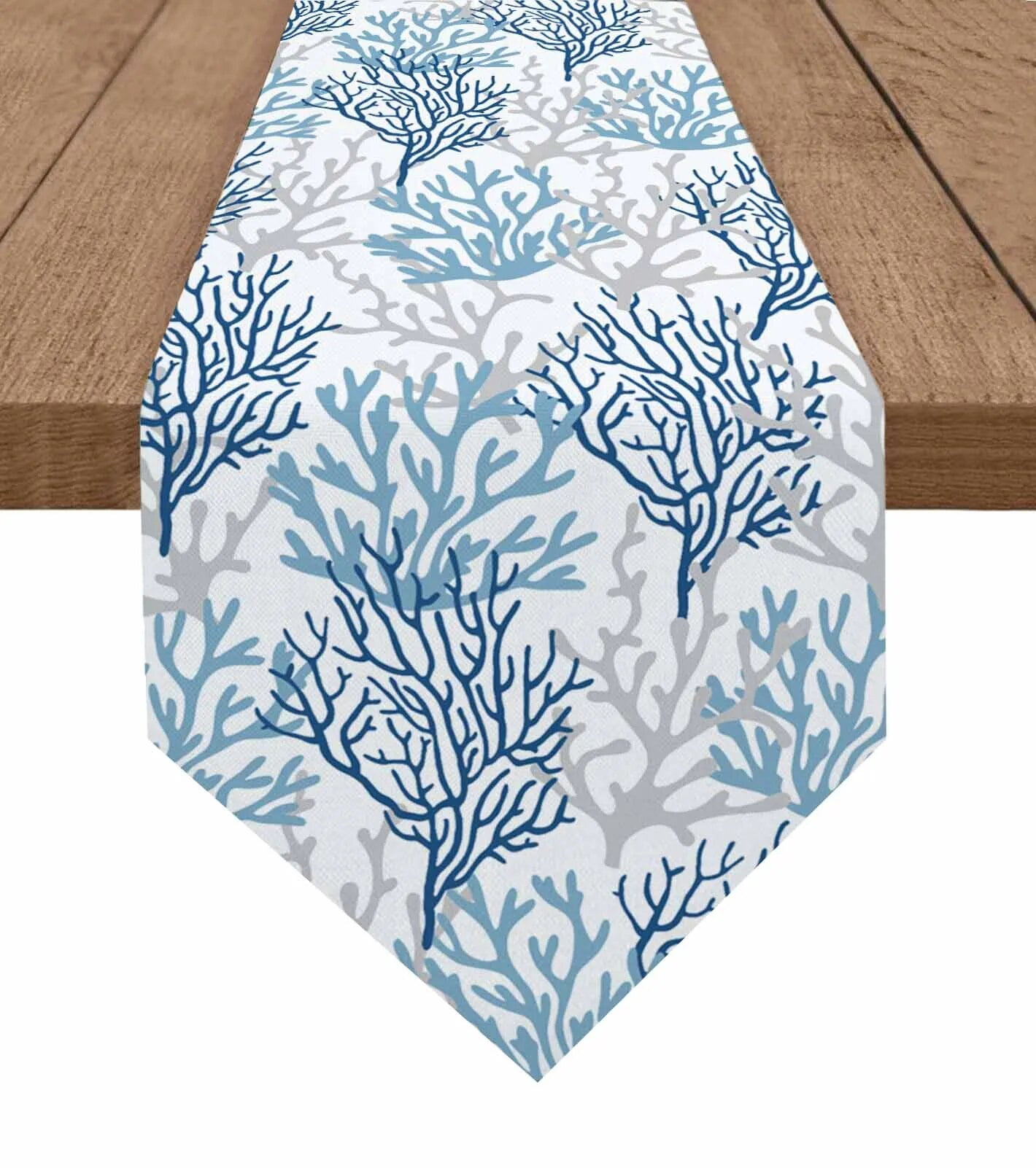Summer Sea Life Coral Table Runner Wedding Party Decor Tablecloth ...