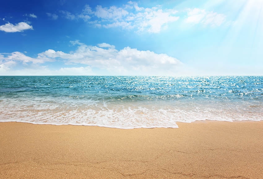 Summer Sea Sand White Cloudy Blue Sky Sceney Beach Photography Backdrop ...