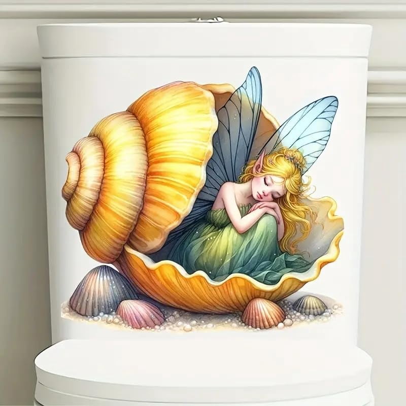Summer Sea Shell Elf Toilet Cover Sticker Decals,Spring Flower Leaf ...