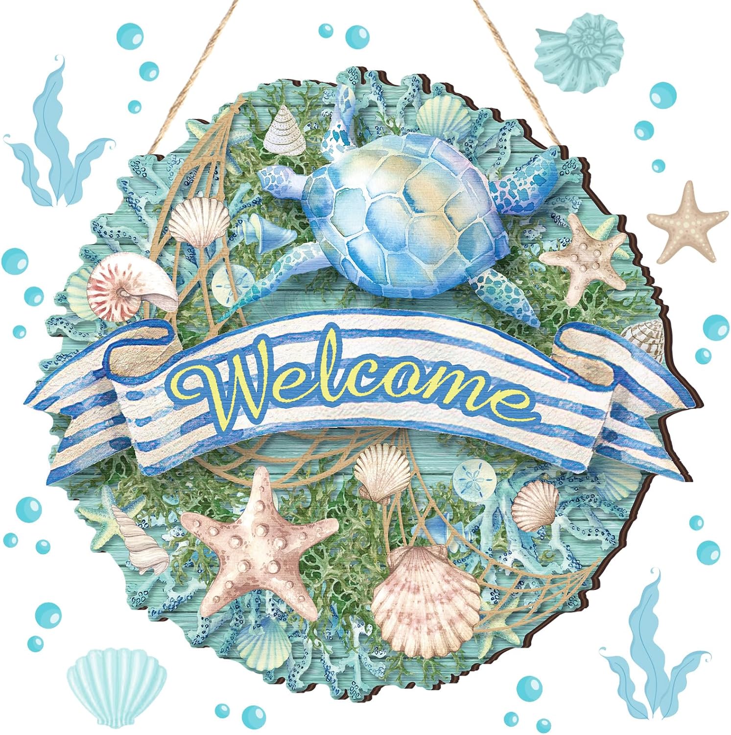 Summer Sea Turtle Beach Door Sign, Welcome Summer Sea Turtle Sign for ...