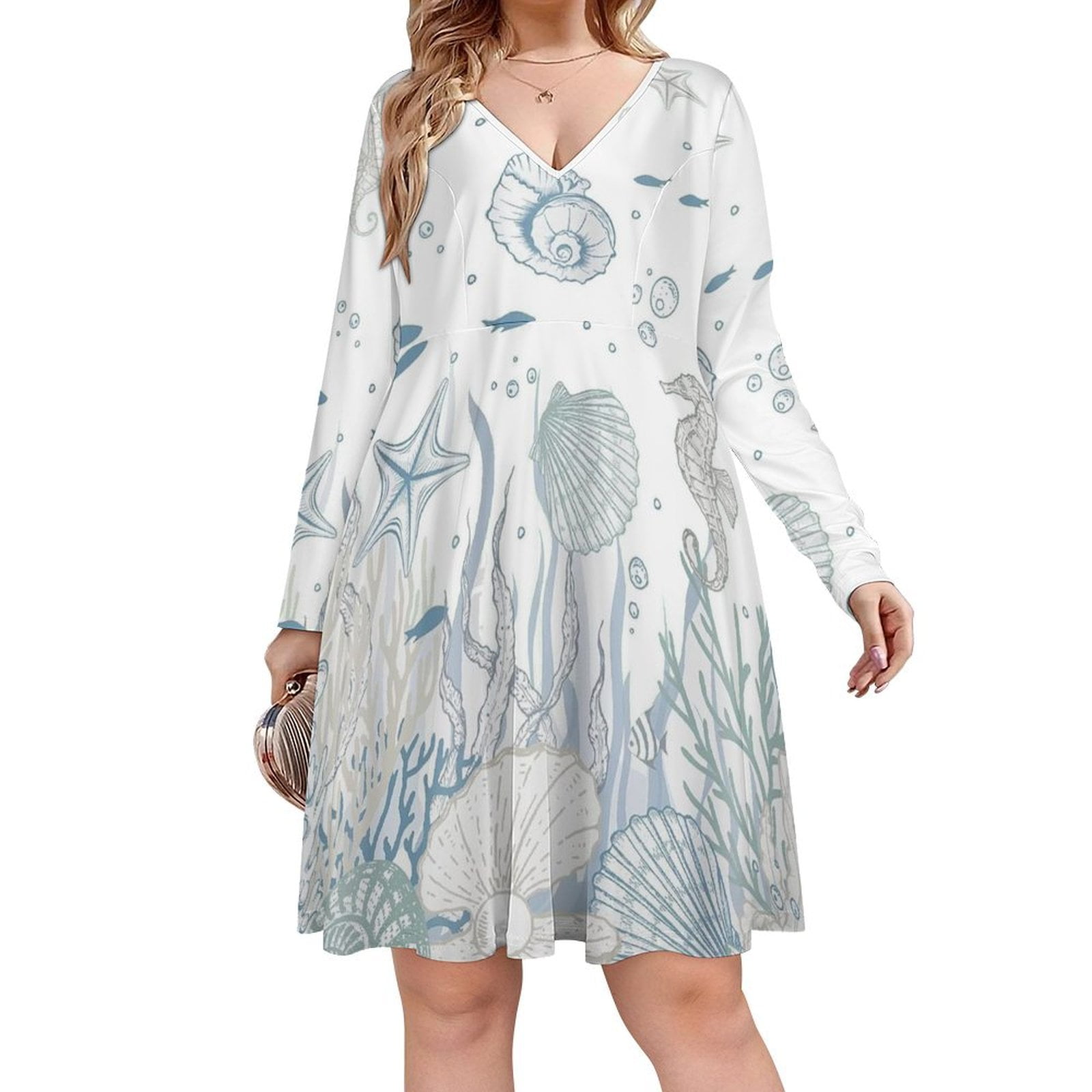 Summer Sea Turtle Coral Starfish Jellyfish Conch Seaweed Navy Blue Grey ...