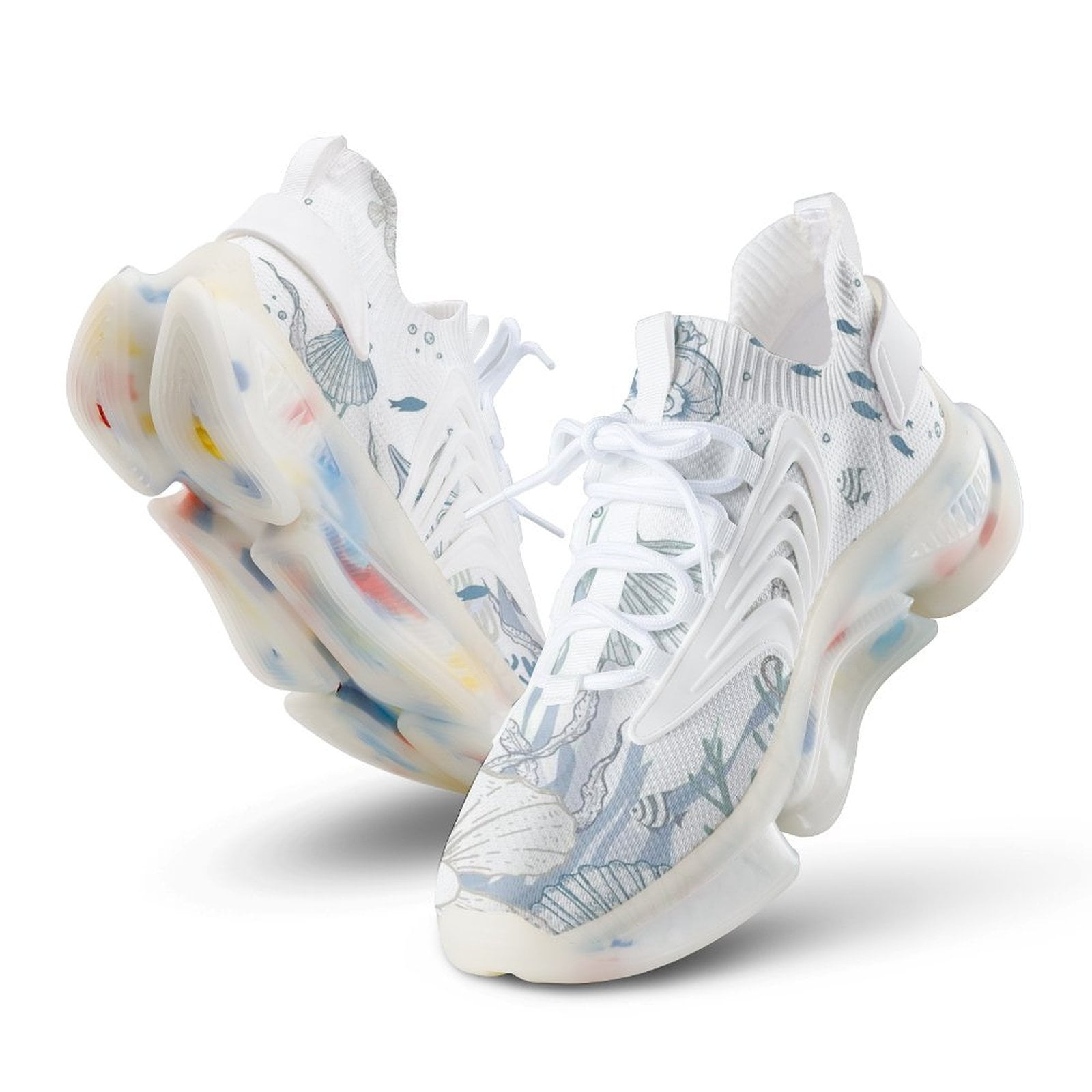 Summer Sea Turtle Coral Starfish Jellyfish Conch Seaweed Navy Blue Grey ...