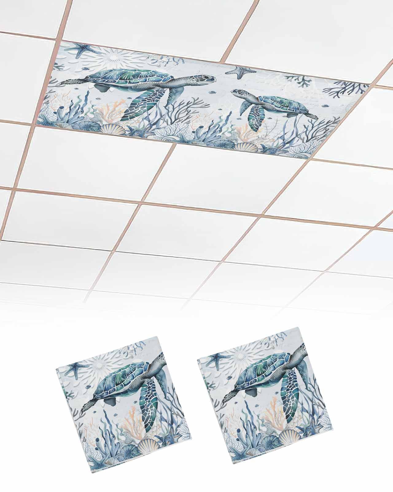 Summer Sea Turtle Fluorescent Light Covers for Ceiling Lights 4x2 feet ...