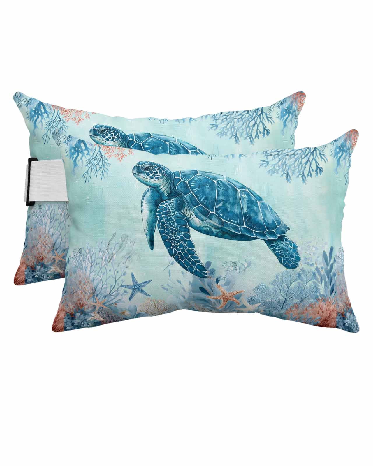 Summer Sea Turtles Outdoor Head Resting Pillows with Insert Teal Orange ...