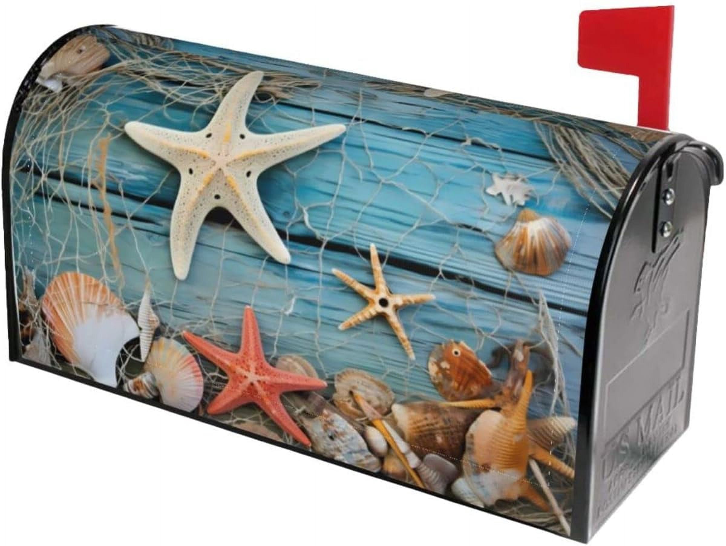 Summer Seashell Beach Starfish Mailbox Covers, Magnetic Post Box Cover ...