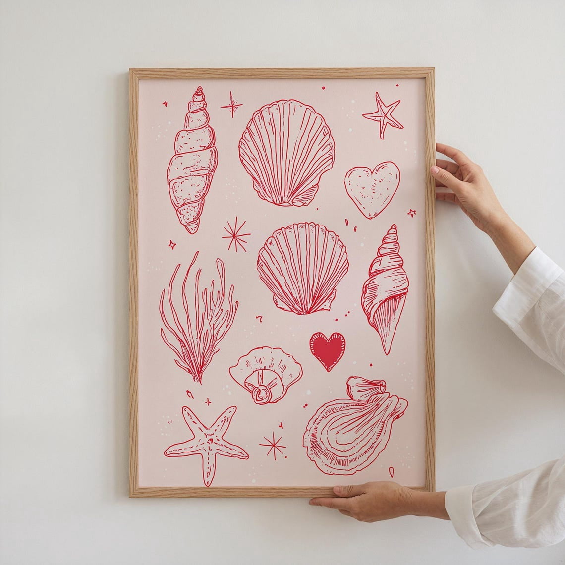 Summer Seashell Collage Print Cute Ocean Beach House Decor Beachy Boho ...