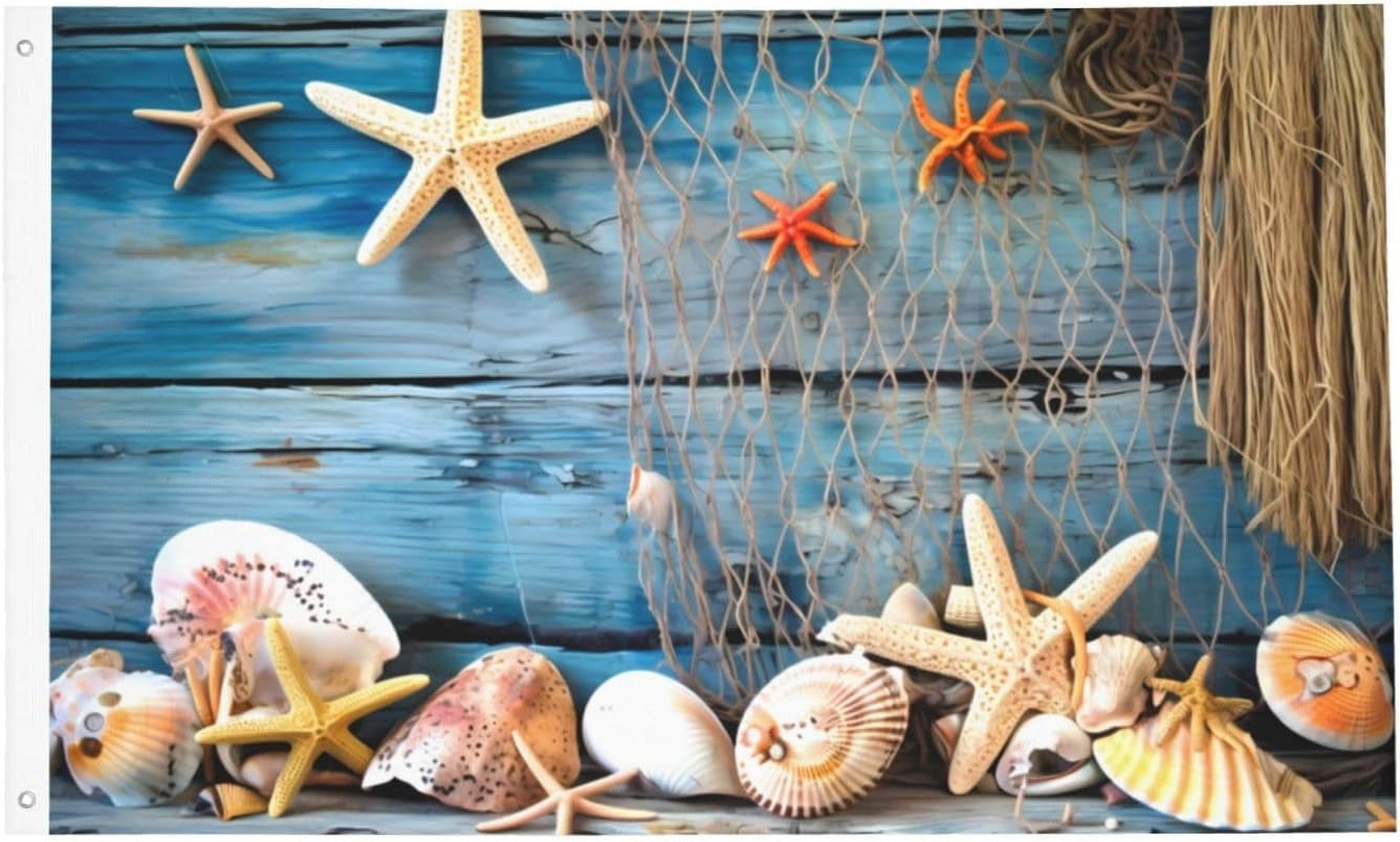Summer Seashell Flag Double Sided Outside Large Banner, Starfish Beach ...