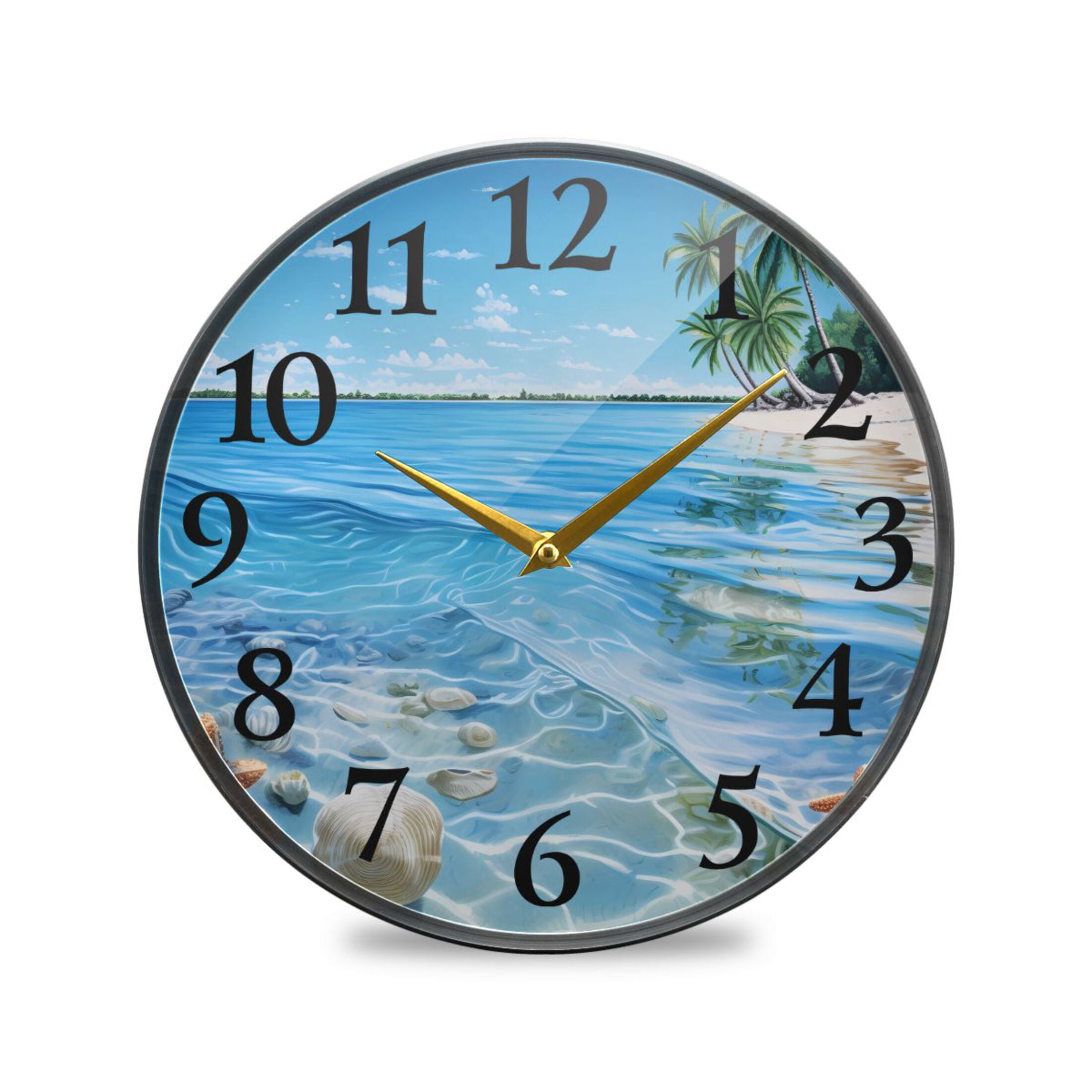 Summer Seashell in Sea Wall Clocks Battery Operated 11.9 Inch Round ...