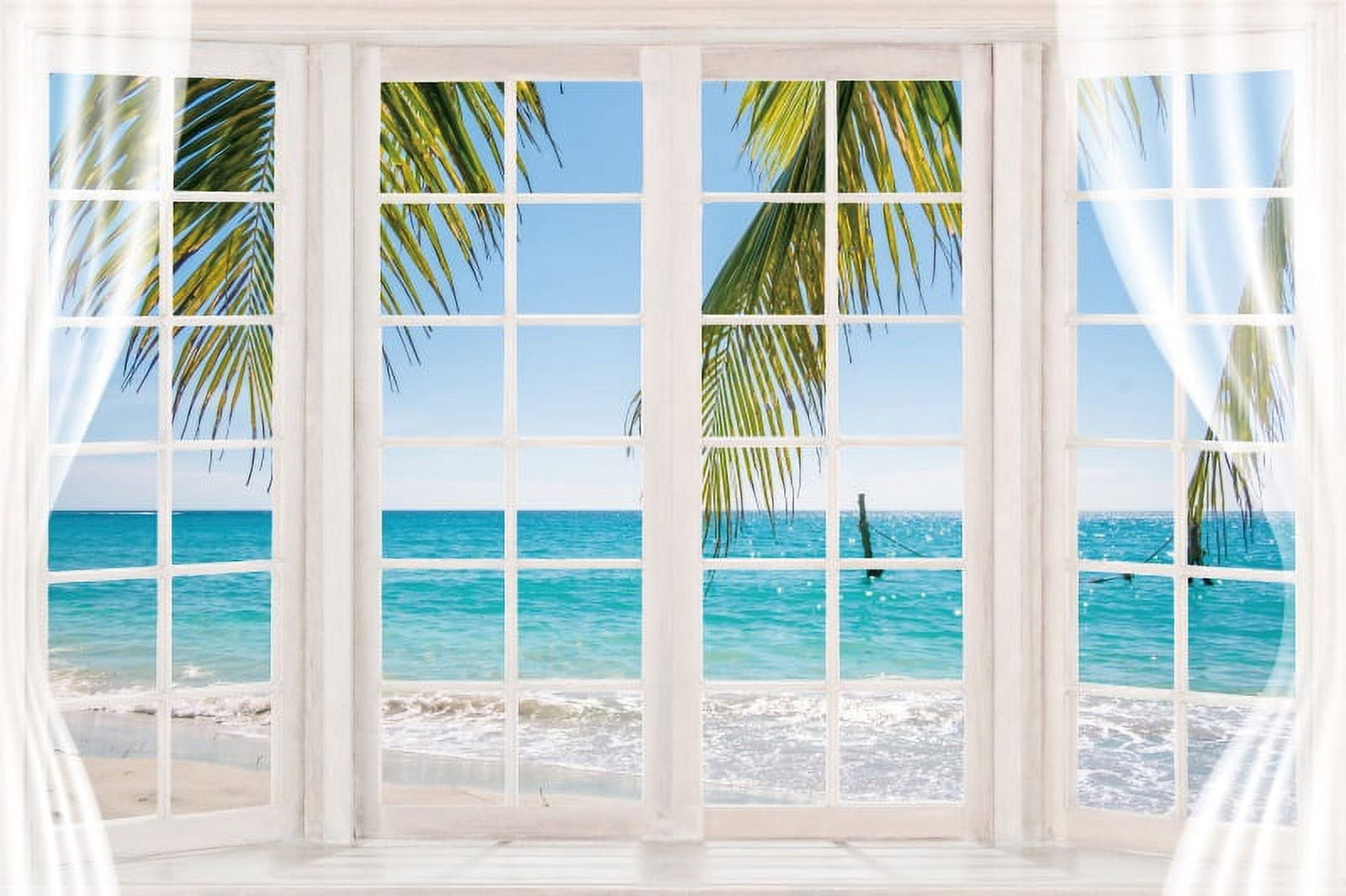 Summer Seaside Background Sunny Beach Blue Sky Cruise Tropical Palms ...