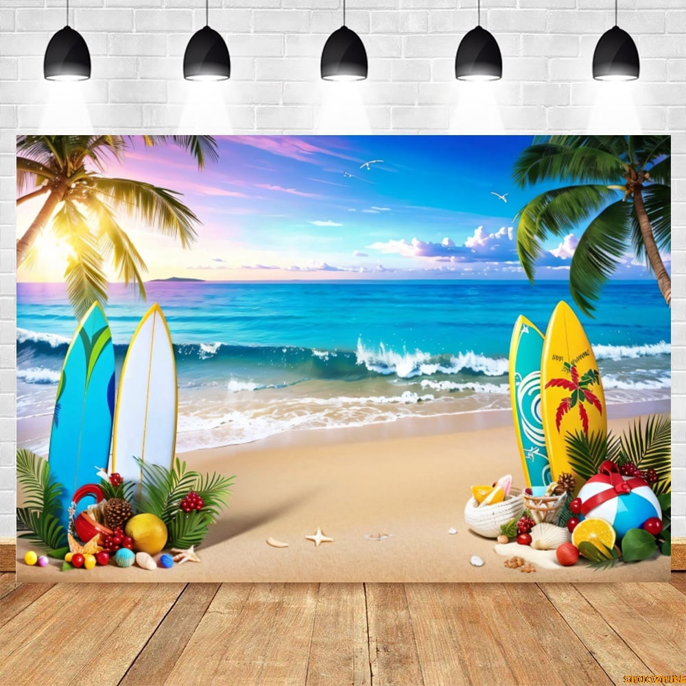 Summer Seaside Beach Party Photography Backdrop Sea Ocean Tropical Palm ...