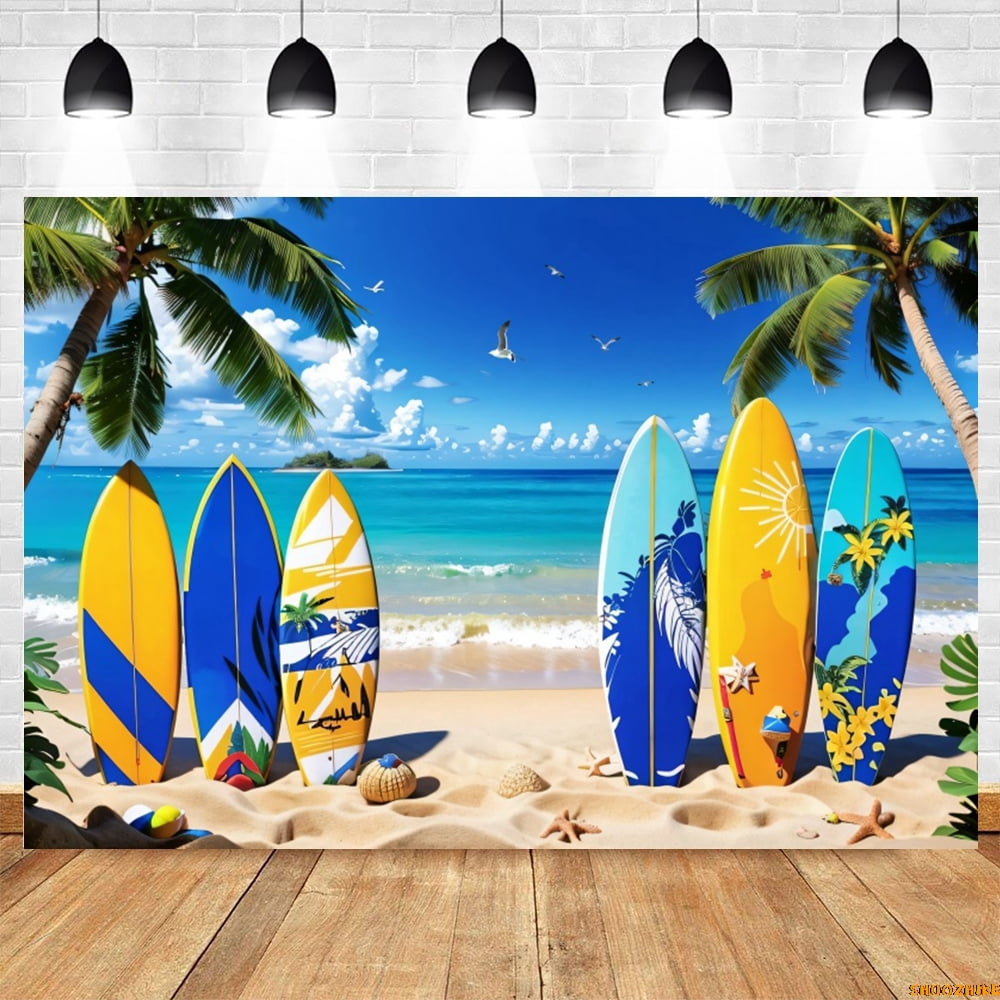 Summer Seaside Beach Party Photography Backdrop Sea Ocean Tropical Palm ...