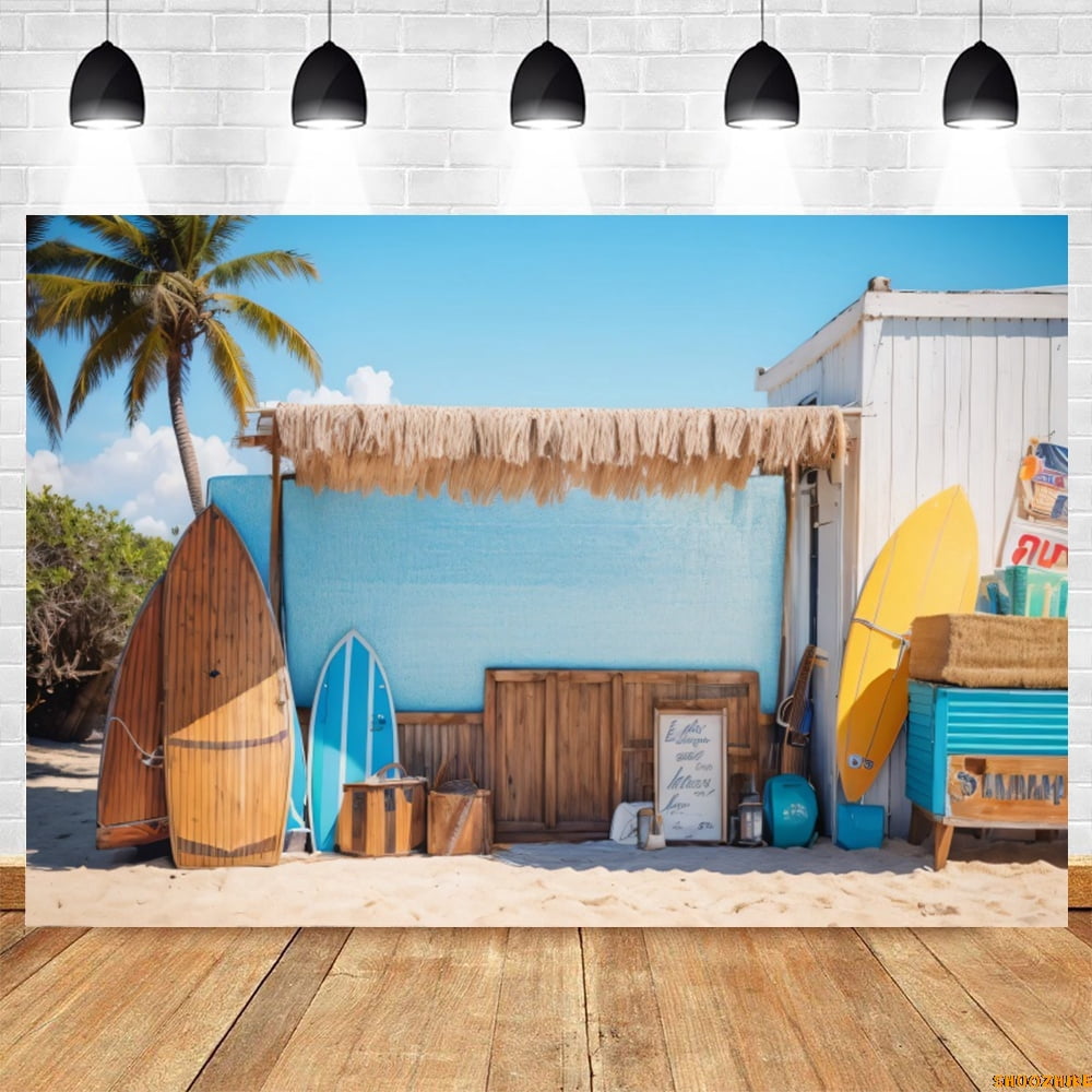 Summer Seaside Beach Party Photography Backdrop Sea Ocean Tropical Palm ...