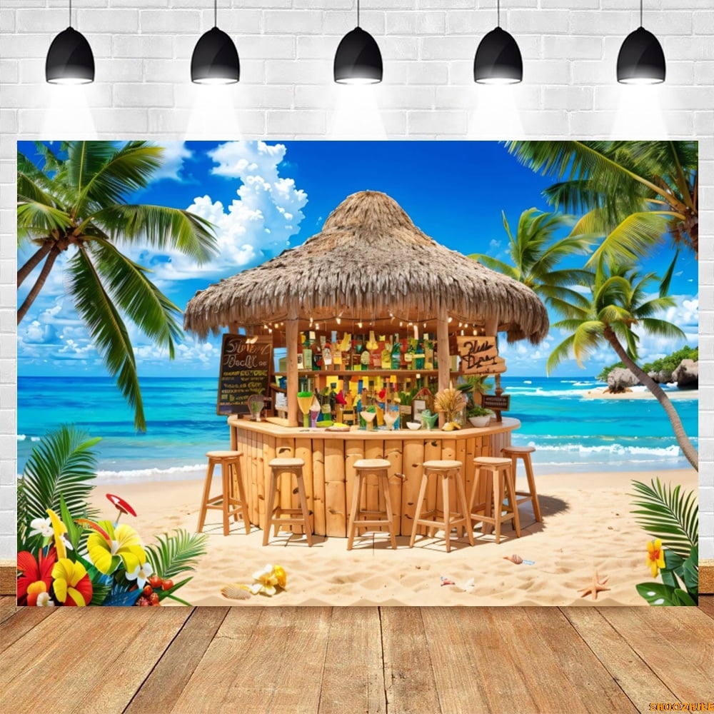 Summer Seaside Beach Party Photography Backdrop Sea Ocean Tropical Palm ...