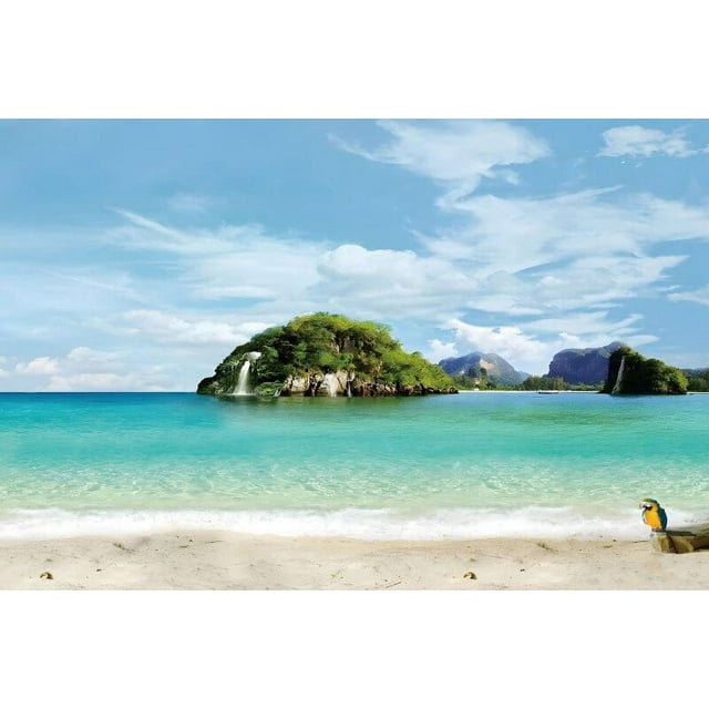 Summer Seaside Beach Scene Backdrop Tropical Trees Flower Island Sea ...