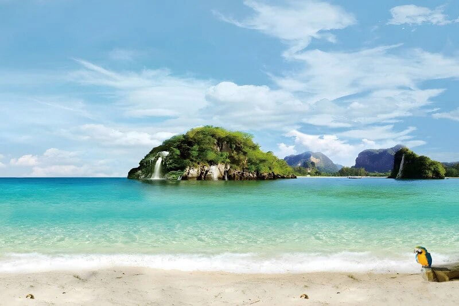 Summer Seaside Beach Scene Backdrop Tropical Trees Flower Island Sea ...