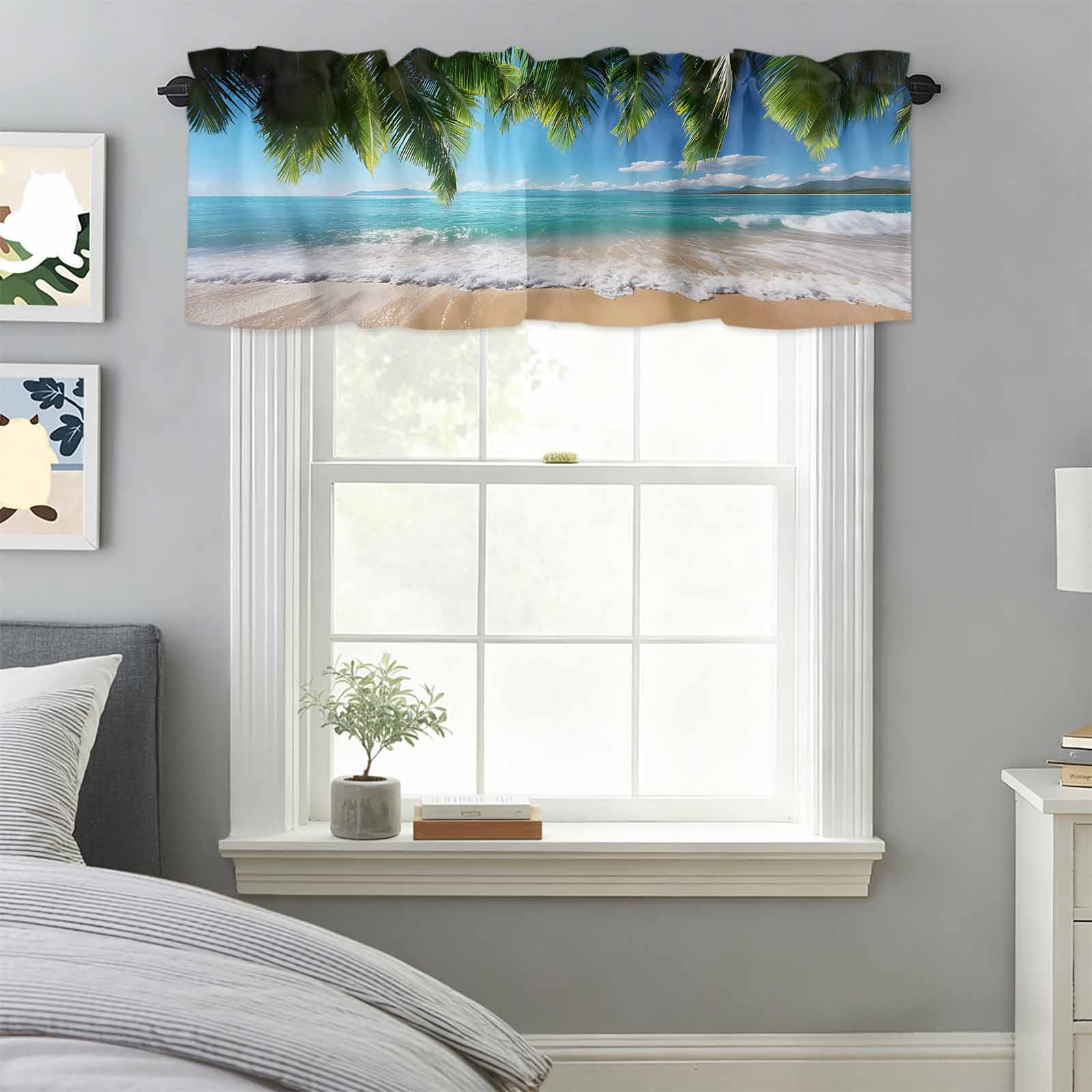 Summer Seaside Beach Waves Ocean Valances for Windows,Rod Pocket ...