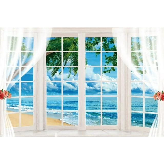 Summer Seaside Beach Window Nature Scenery Photocall Photography ...