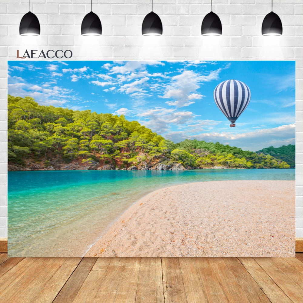 Summer Seaside Holiday Party Backdrop Tropical Beach Palm Trees Bright ...