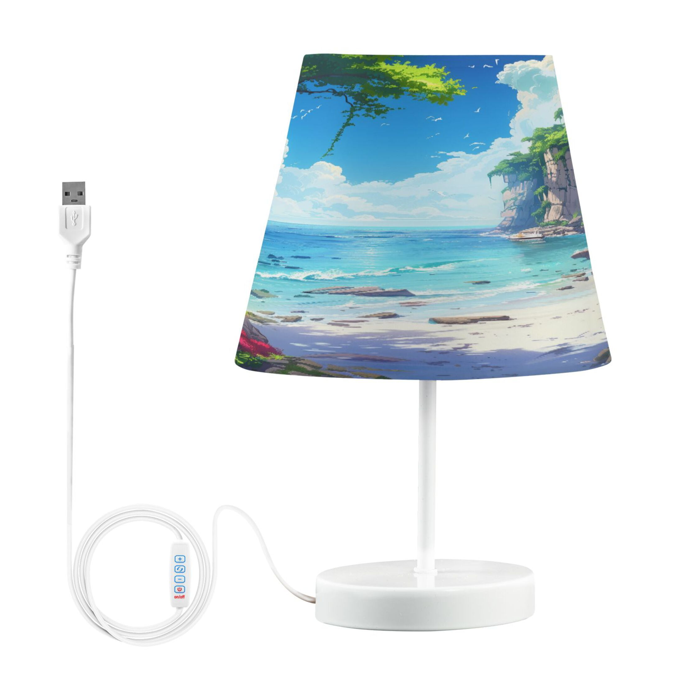 Summer Seaside Landscape Desk Lamp LED Table Nightstand Lamps with 3 ...