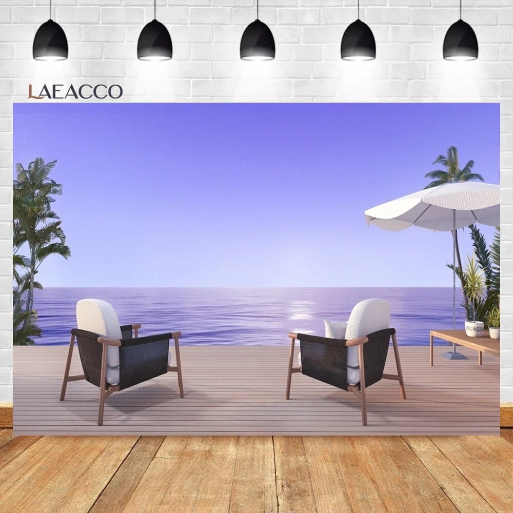 Summer Seaside Modern Villa Backdrop Blue Swimming Pool Sea View Room ...