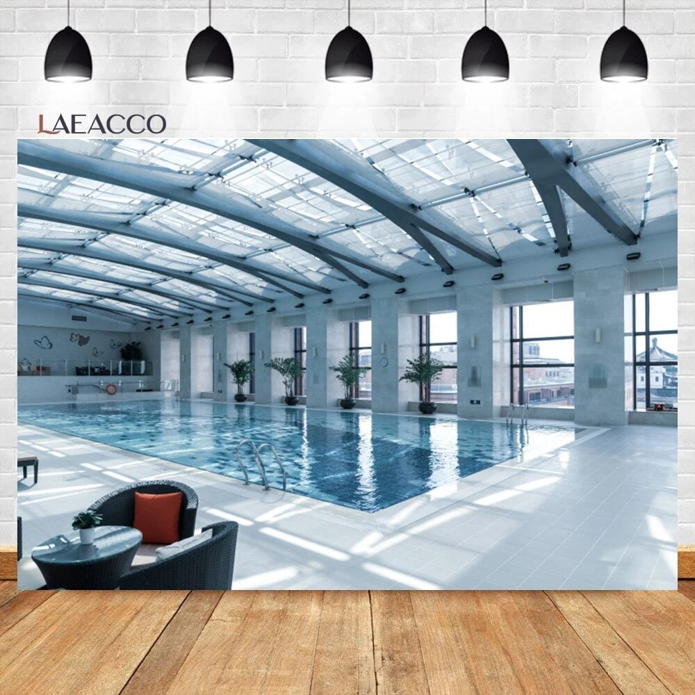 Summer Seaside Modern Villa Backdrop Blue Swimming Pool Sea View Room ...