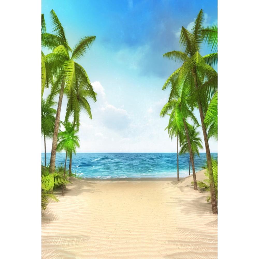 Summer Seaside Photography Backdrop Hawaii Tropical Palm Tree Blue Sky ...