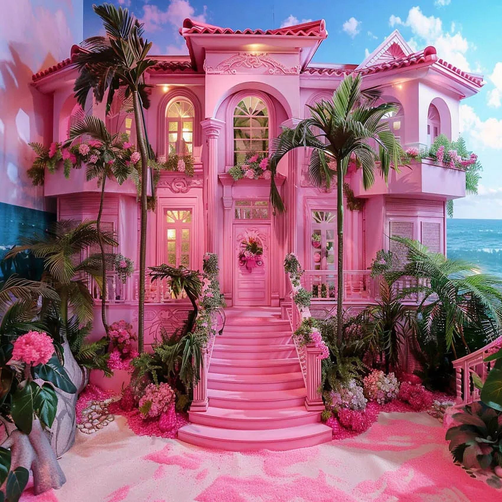 Summer Seaside Pink House Beach Princess Girl Birthday Party Portrait r ...