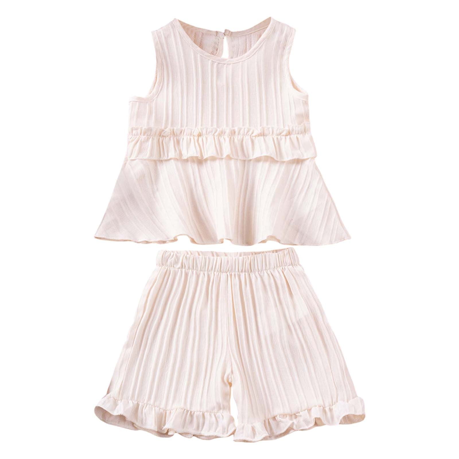 Summer Sets Sleeveless Ruffle Tops + Shorts Girls Two Piece Outfits 2-3 ...