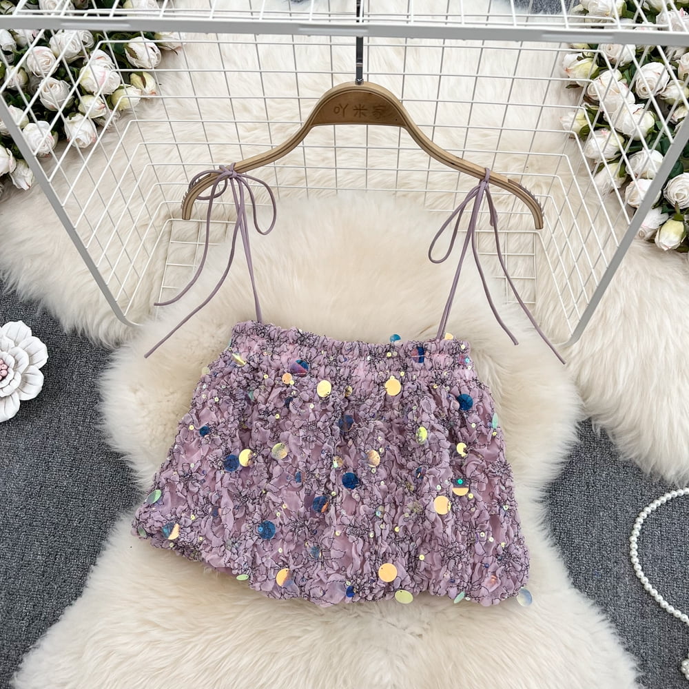Summer Sexy Sequined Camis Chic Slim korean fashion Tank Top Fashion ...