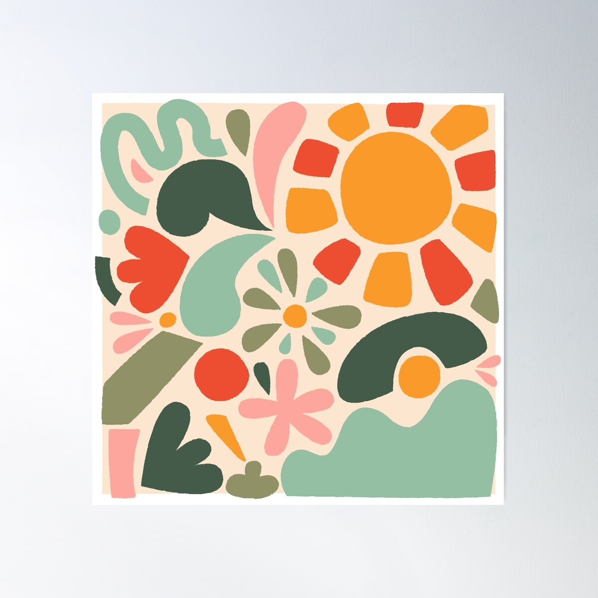 Summer Shapes Poster Wall Art, Modern Wall Decor For Living Room Bedroom, 30x30 UNFRAMED ...