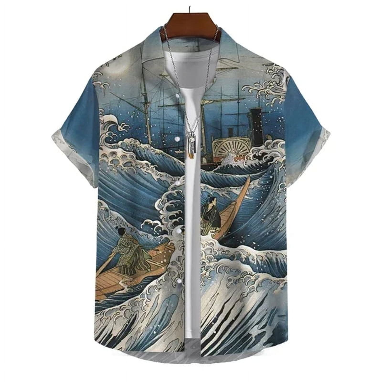 Summer Shirt For Men Clothing Lighthouse 3D Print Pattern Street Hip ...