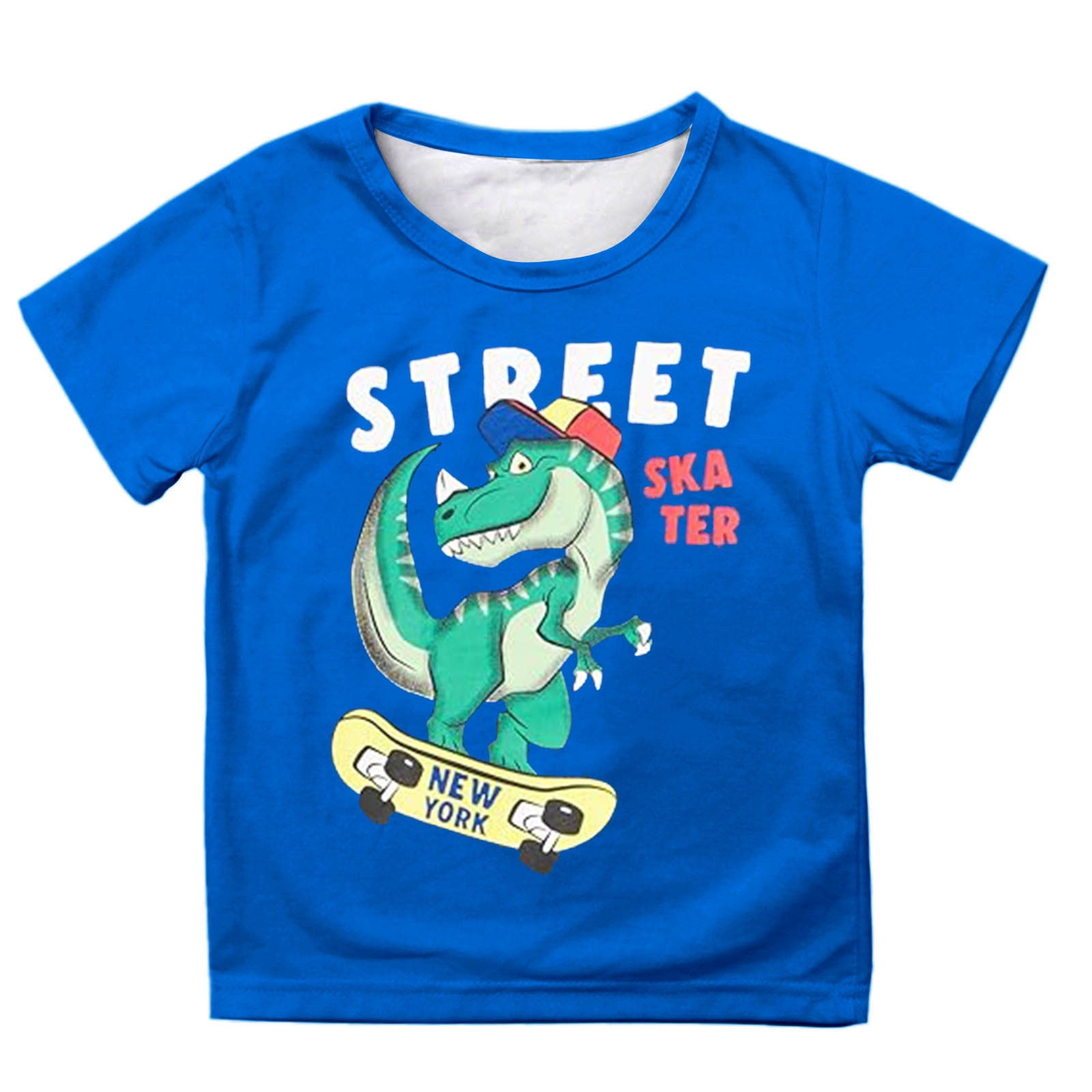 Summer Shirts Girls Boys 6-7 Years Blue Top for Kids Girls Unisex Round ...