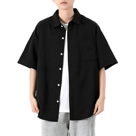 Summer Shirts for Men Loose Fit Short Sleeve Button Down Shirt Causal ...