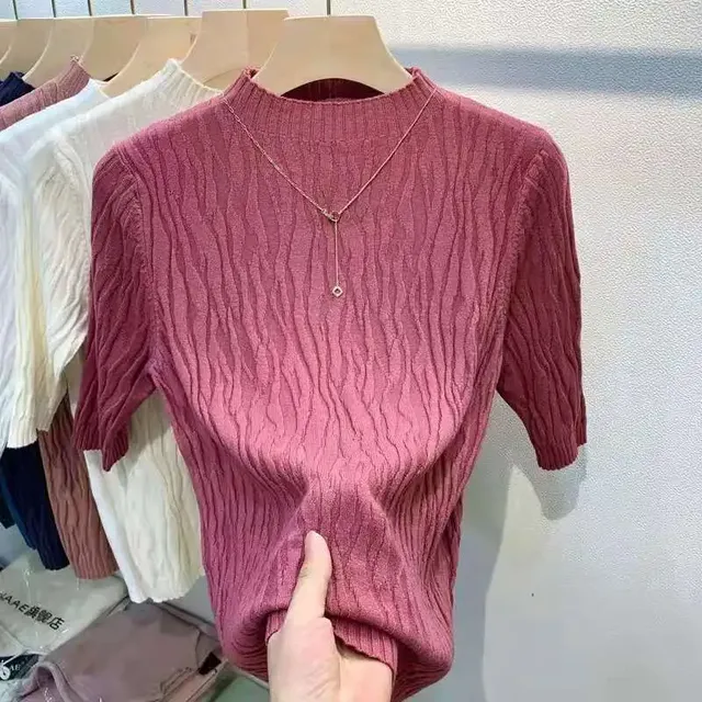 Summer Short Sleeve Knitted Sweater Women Pullover Blusas Mujer De Moda ...