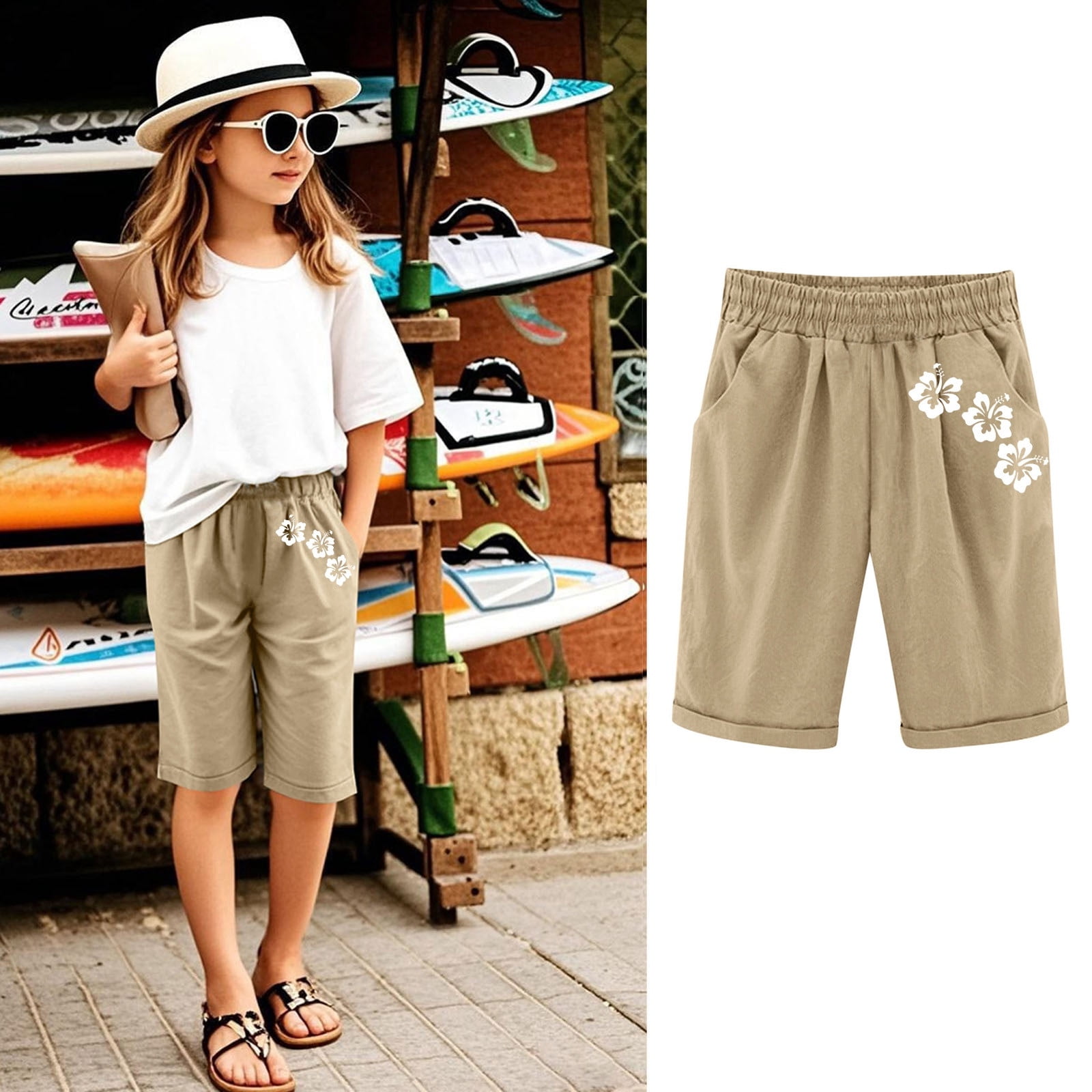 Summer Shorts Children Kids Girls Summer Letter Printed Elastic Waist ...