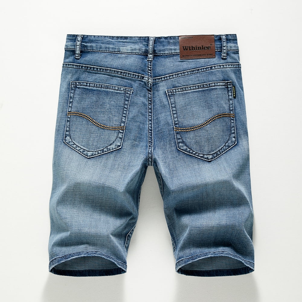 Summer Shorts Jeans Men Denim Pants Stretch Dark Blue Fashion Design ...