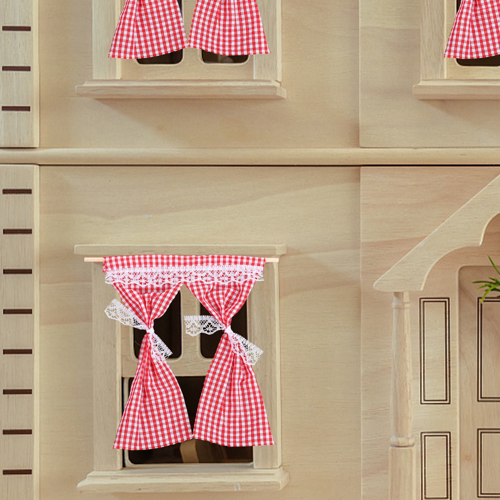 SOPOTUTU 1Pcs Red Cotton Miniature House Lace Curtain for Photography ...