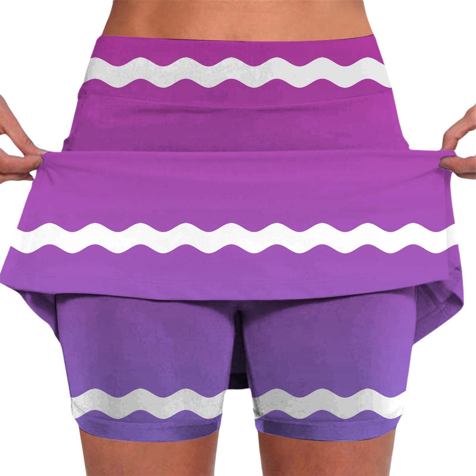 Summer Shorts For Women 2024 Trendy Double Layer High Waisted Prints Skirt With Shorts