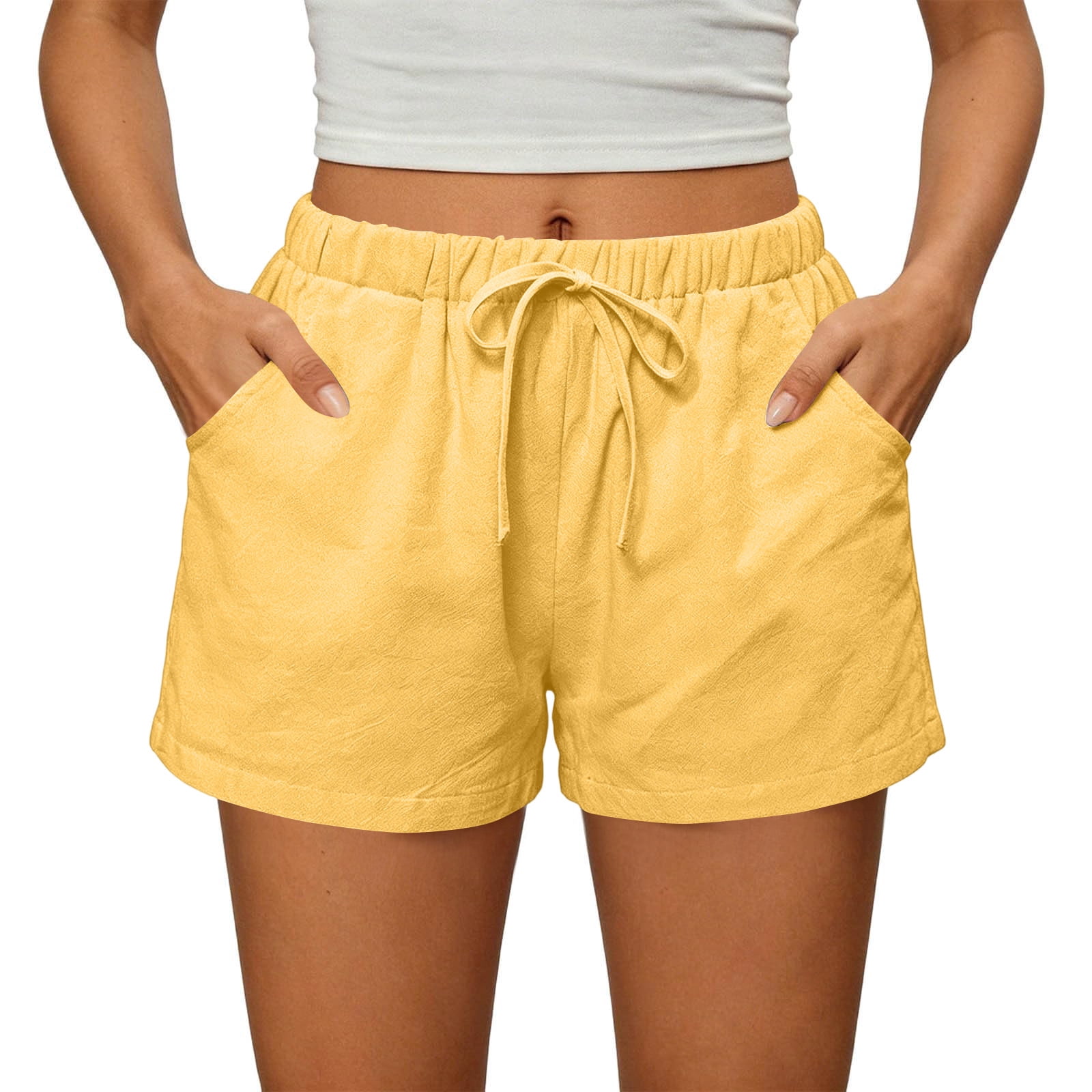 Summer Shorts for Women 2026 Trendy Elastic High Waisted Casual Linen ...